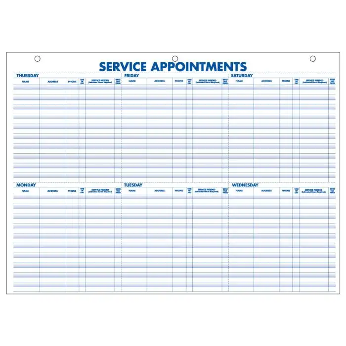6-Day Service Appointment Pad - Great American Auto